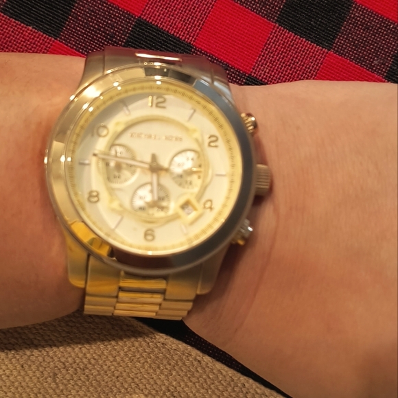 Michael Kors | Accessories | Michael Kors Oversized Gold Runway Watch ...